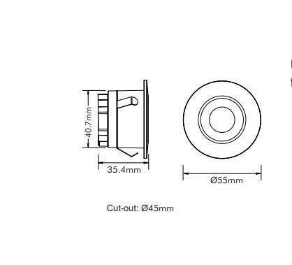 LED Recessed Step Light 55mm Round Design | Black, White or Satin Chrome